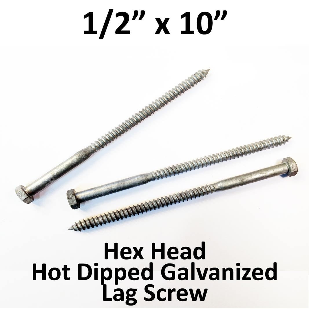 1/2" x 10" Lag Screws Galvanized HDG (Bulk Box) - RCG Designs - Stuff ...